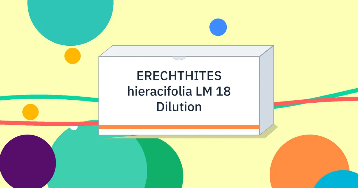 Symbolbild: Packung mit der Aufschrift ERECHTHITES hieracifolia LM 18 Dilution (PZN 13474426) – Verfügbarkeit und Bezug in Apotheken in Frankfurt am Main