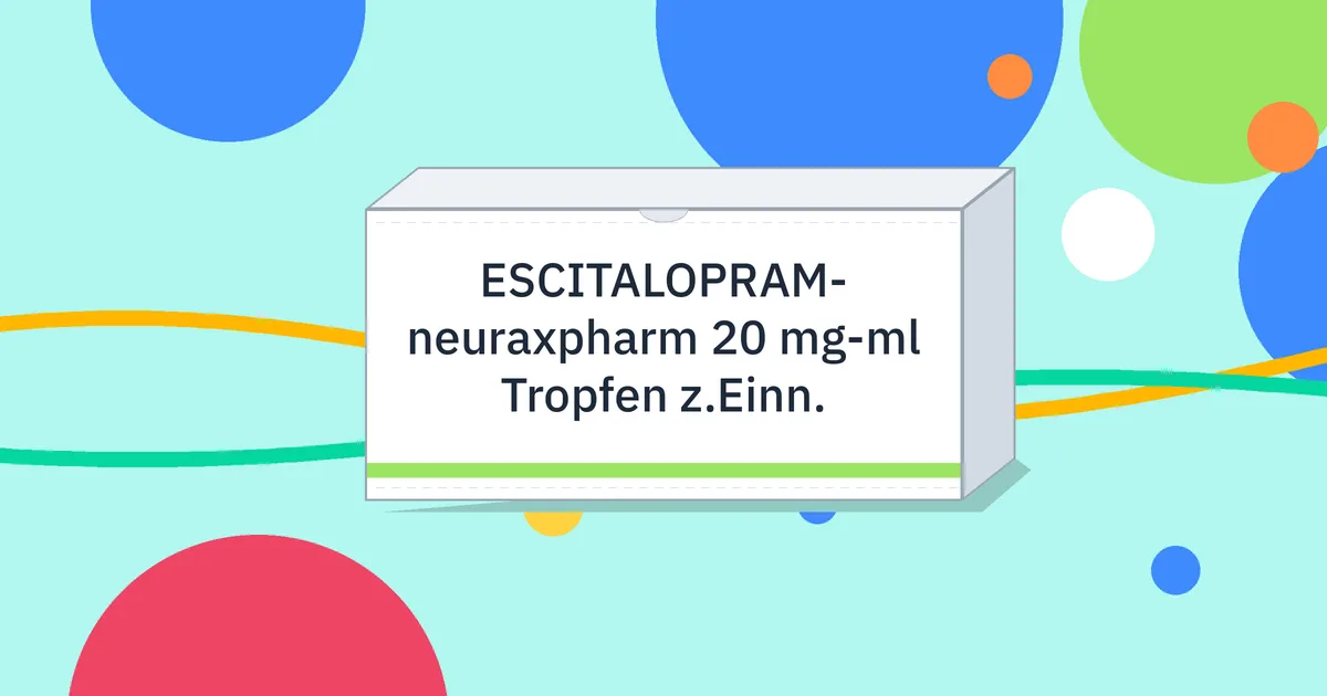 Symbolbild: Packung mit der Aufschrift ESCITALOPRAM-neuraxpharm 20 mg-ml Tropfen z.Einn. (PZN 12747075) – Verfügbarkeit und Bezug in Apotheken in Frankfurt am Main