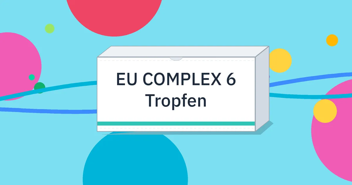 Symbolbild: Packung mit der Aufschrift EU COMPLEX 6 Tropfen (PZN 16784920) – Verfügbarkeit und Bezug in Apotheken in Frankfurt am Main