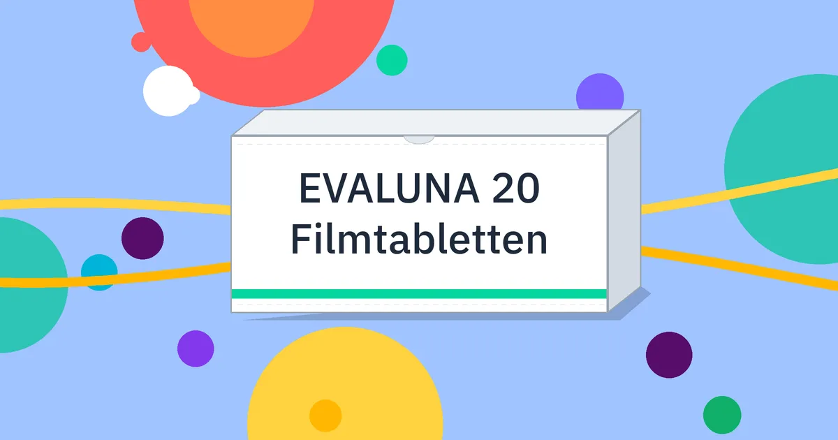 Symbolbild: Packung mit der Aufschrift EVALUNA 20 Filmtabletten (PZN 06140162) – Verfügbarkeit und Bezug in Apotheken in Frankfurt am Main