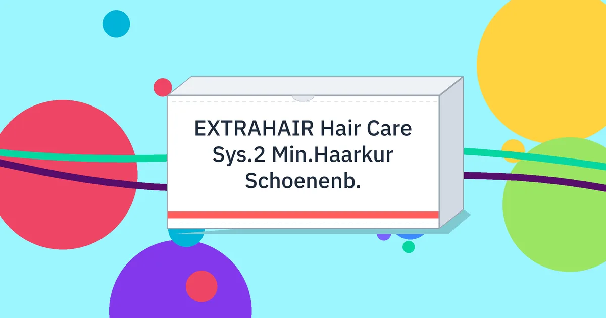 Symbolbild: Packung mit der Aufschrift EXTRAHAIR Hair Care Sys.2 Min.Haarkur Schoenenb. (PZN 13974086) – Verfügbarkeit und Bezug in Apotheken in Frankfurt am Main