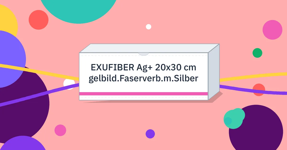 Symbolbild: Packung mit der Aufschrift EXUFIBER Ag+ 20x30 cm gelbild.Faserverb.m.Silber (PZN 14021655) – Verfügbarkeit und Bezug in Apotheken in Frankfurt am Main