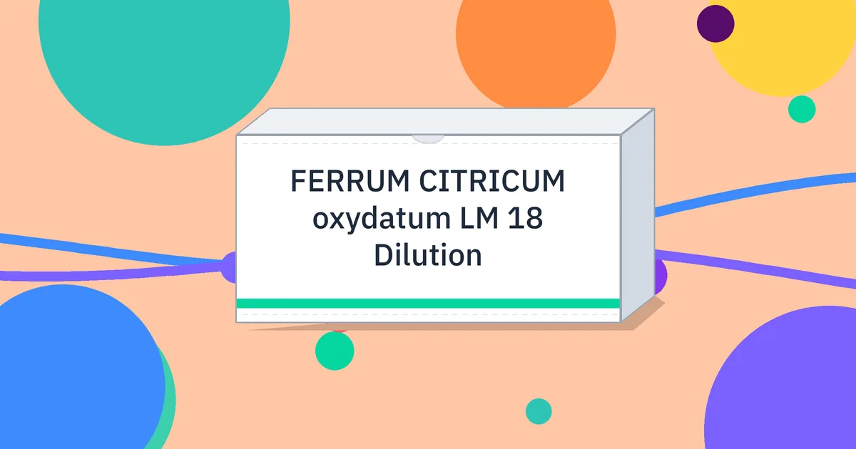 Symbolbild: Packung mit der Aufschrift FERRUM CITRICUM oxydatum LM 18 Dilution (PZN 12848511) – Verfügbarkeit und Bezug in Apotheken in Frankfurt am Main