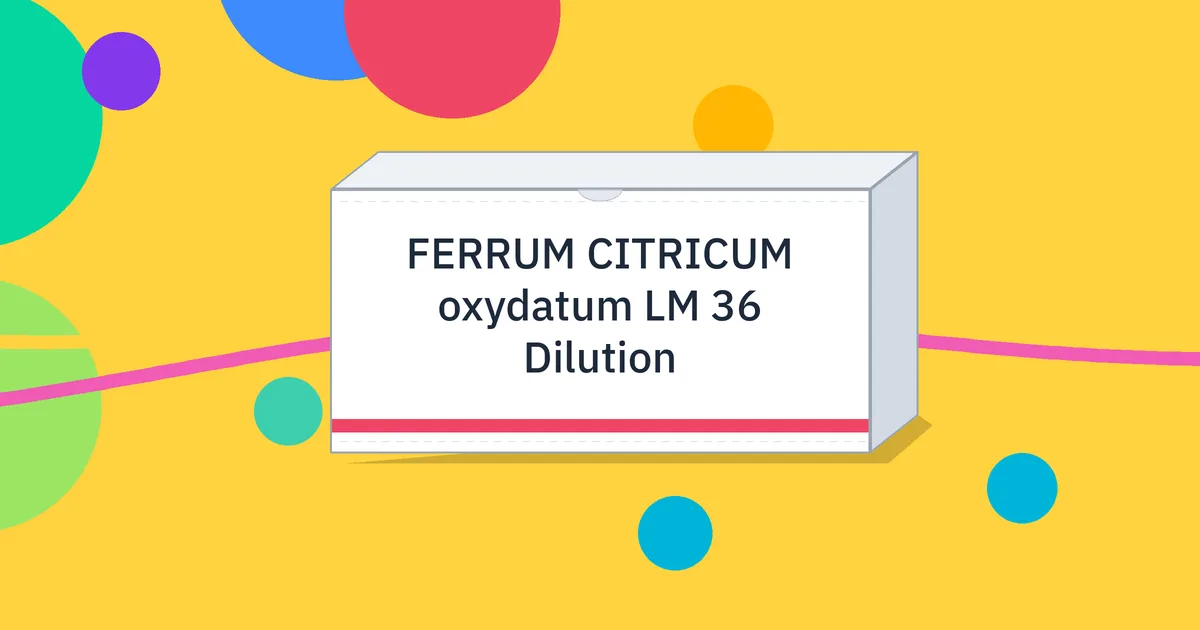 Symbolbild: Packung mit der Aufschrift FERRUM CITRICUM oxydatum LM 36 Dilution (PZN 12848681) – Verfügbarkeit und Bezug in Apotheken in Frankfurt am Main