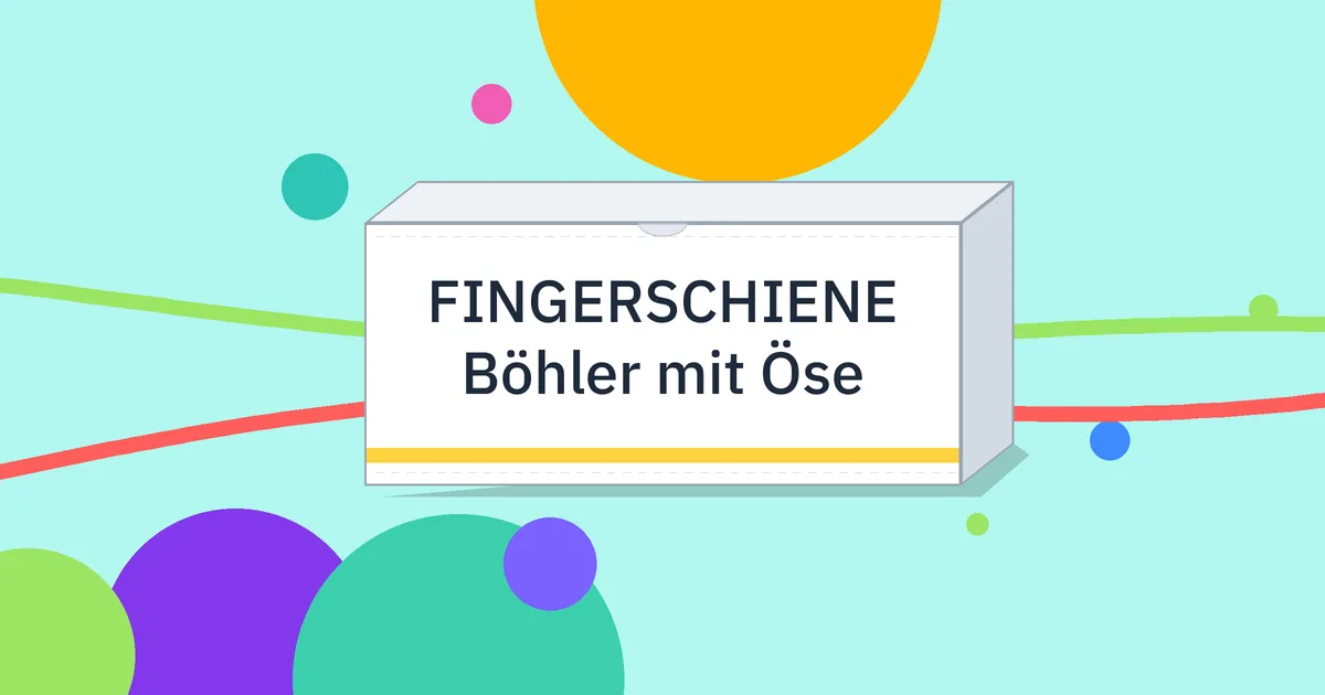 Symbolbild: Packung mit der Aufschrift FINGERSCHIENE Böhler mit Öse (PZN 19291879) – Verfügbarkeit und Bezug in Apotheken in Frankfurt am Main