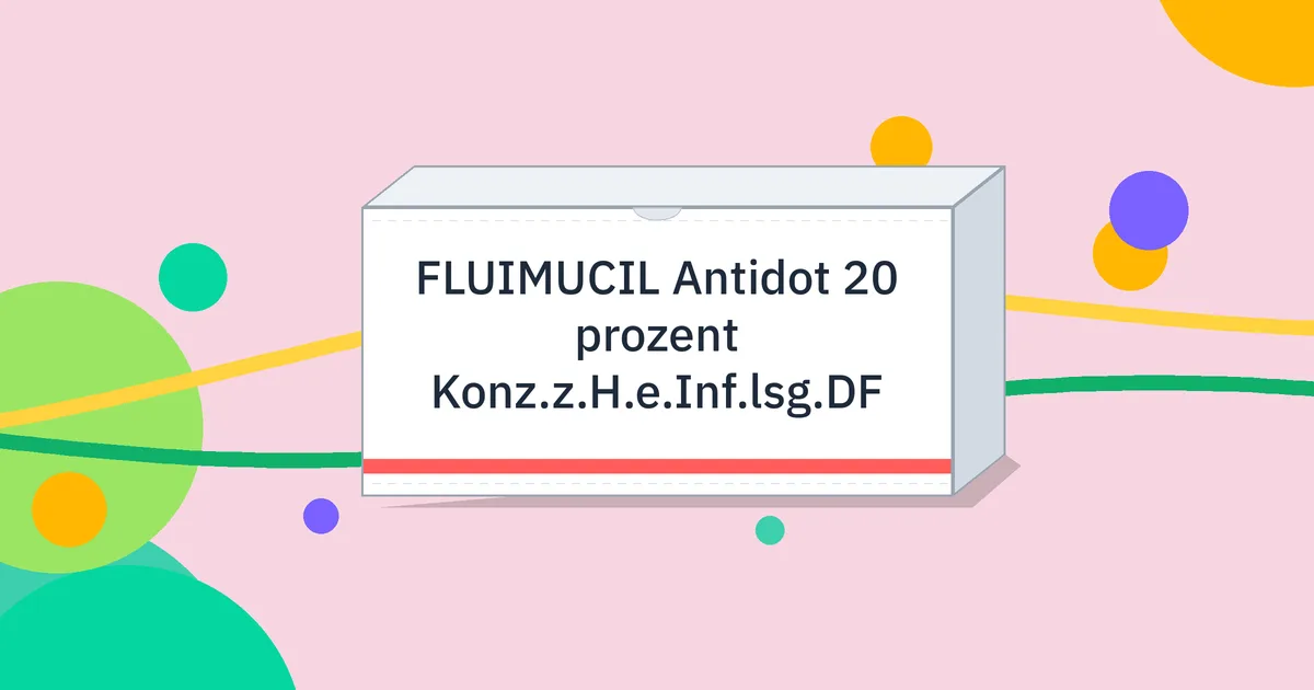 Symbolbild: Packung mit der Aufschrift FLUIMUCIL Antidot 20 prozent Konz.z.H.e.Inf.lsg.DF (PZN 03417143) – Verfügbarkeit und Bezug in Apotheken in Frankfurt am Main