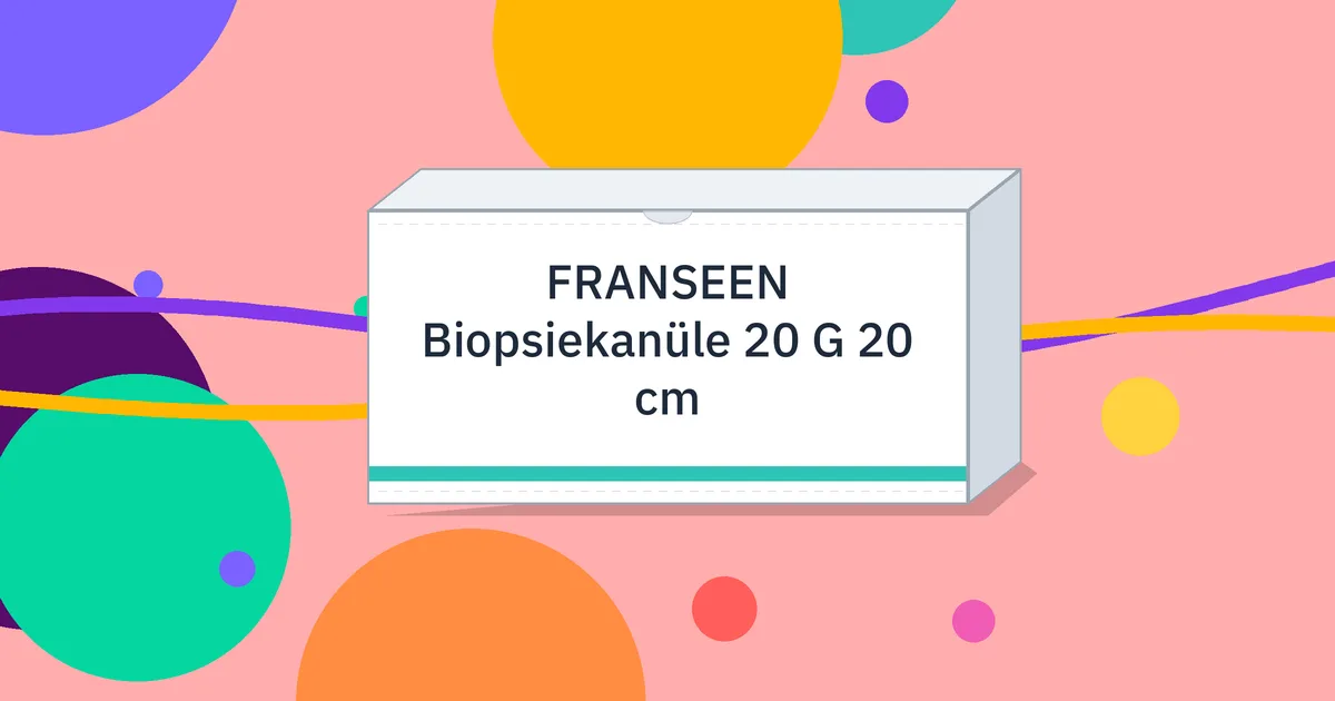 Symbolbild: Packung mit der Aufschrift FRANSEEN Biopsiekanüle 20 G 20 cm (PZN 04504795) – Verfügbarkeit und Bezug in Apotheken in Frankfurt am Main