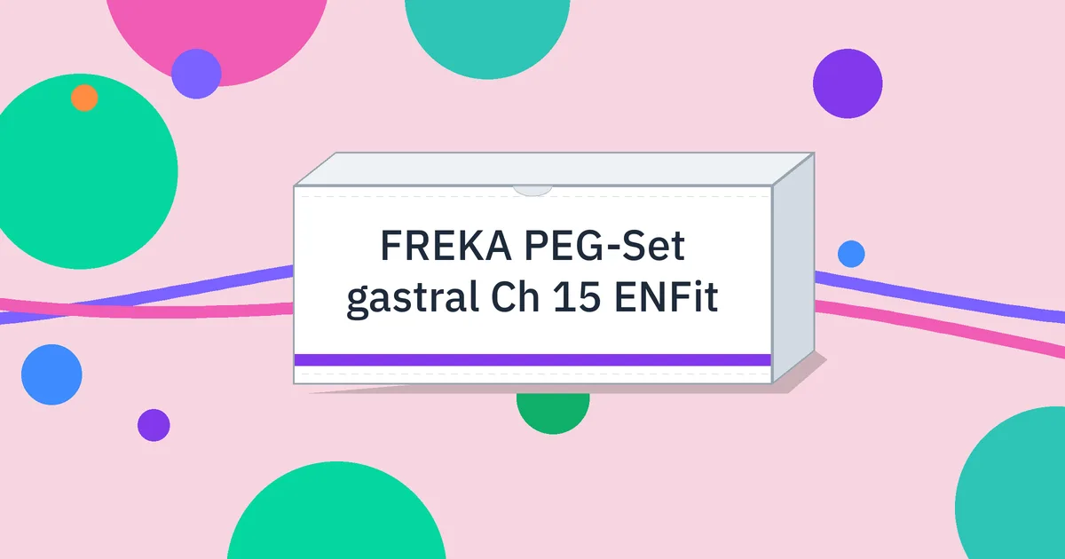 Symbolbild: Packung mit der Aufschrift FREKA PEG-Set gastral Ch 15 ENFit (PZN 11345535) – Verfügbarkeit und Bezug in Apotheken in Frankfurt am Main