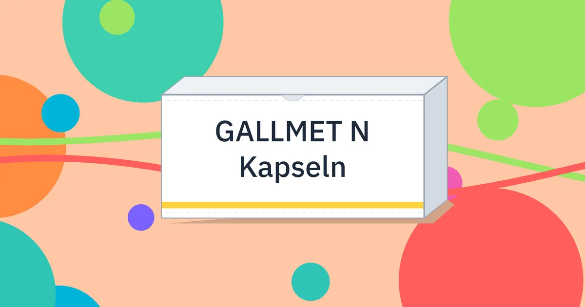 Symbolbild: Packung mit der Aufschrift GALLMET N Kapseln (PZN 09423475) – Verfügbarkeit und Bezug in Apotheken in Frankfurt am Main