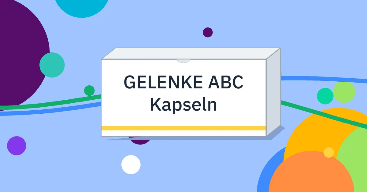 Symbolbild: Packung mit der Aufschrift GELENKE ABC Kapseln (PZN 04669964) – Verfügbarkeit und Bezug in Apotheken in Frankfurt am Main