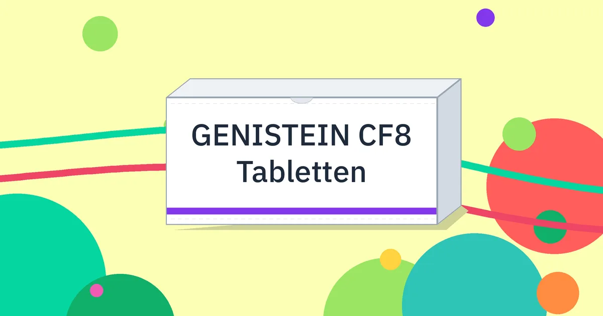 Symbolbild: Packung mit der Aufschrift GENISTEIN CF8 Tabletten (PZN 03411175) – Verfügbarkeit und Bezug in Apotheken in Frankfurt am Main