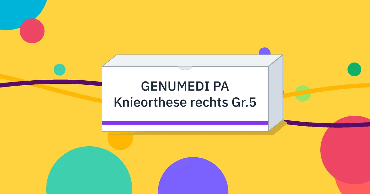 Symbolbild: Packung mit der Aufschrift GENUMEDI PA Knieorthese rechts Gr.5 (PZN 17855409) – Verfügbarkeit und Bezug in Apotheken in Frankfurt am Main