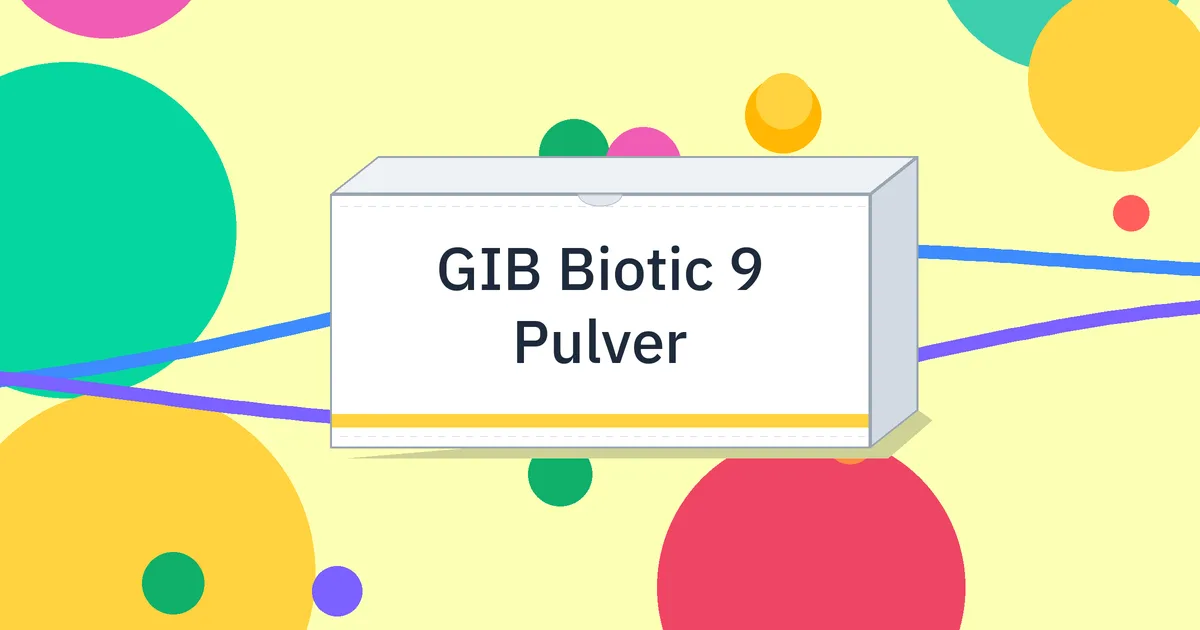 Symbolbild: Packung mit der Aufschrift GIB Biotic 9 Pulver (PZN 18893263) – Verfügbarkeit und Bezug in Apotheken in Frankfurt am Main