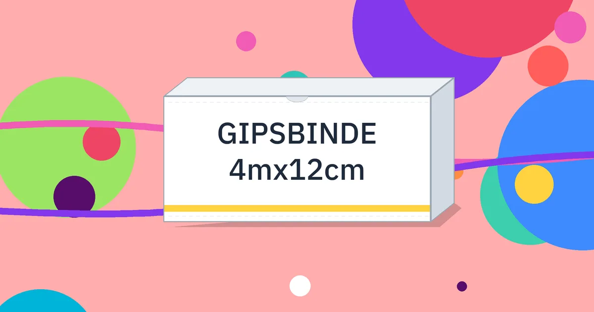Symbolbild: Packung mit der Aufschrift GIPSBINDE 4mx12cm (PZN 01721316) – Verfügbarkeit und Bezug in Apotheken in Frankfurt am Main
