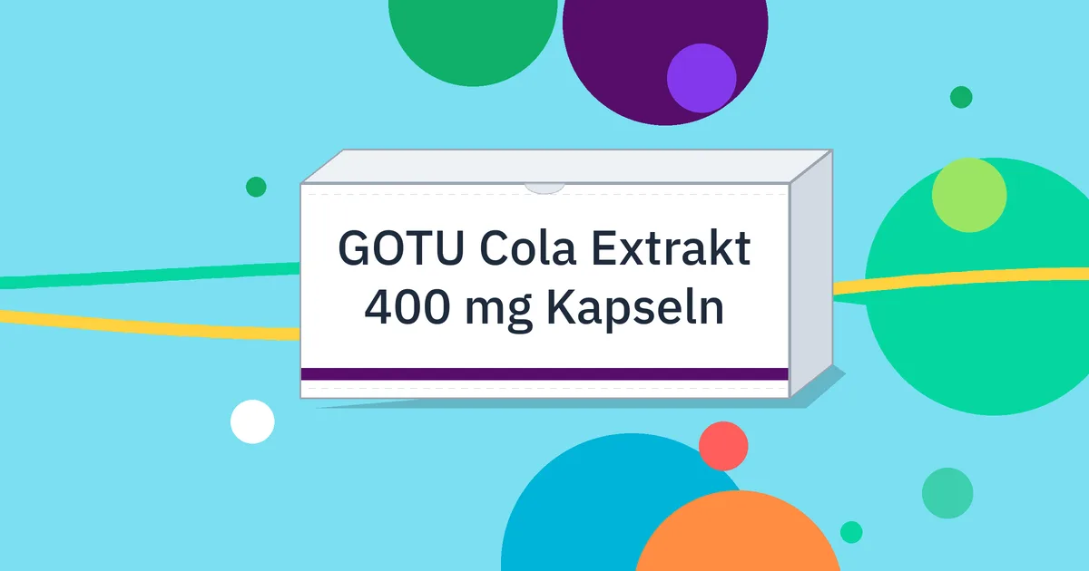 Symbolbild: Packung mit der Aufschrift GOTU Cola Extrakt 400 mg Kapseln (PZN 18852442) – Verfügbarkeit und Bezug in Apotheken in Frankfurt am Main