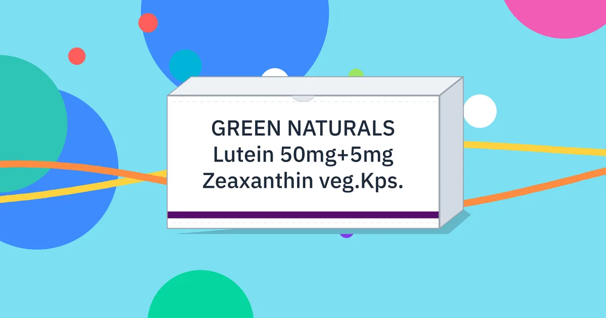 Symbolbild: Packung mit der Aufschrift GREEN NATURALS Lutein 50mg+5mg Zeaxanthin veg.Kps. (PZN 20224078) – Verfügbarkeit und Bezug in Apotheken in Frankfurt am Main
