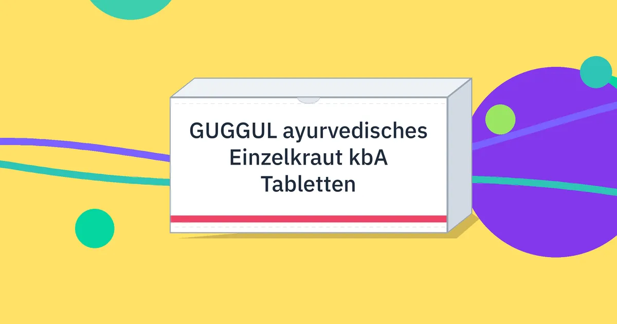 Symbolbild: Packung mit der Aufschrift GUGGUL ayurvedisches Einzelkraut kbA Tabletten (PZN 13987522) – Verfügbarkeit und Bezug in Apotheken in Frankfurt am Main