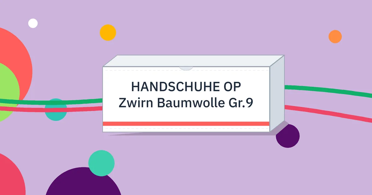 Symbolbild: Packung mit der Aufschrift HANDSCHUHE OP Zwirn Baumwolle Gr.9 (PZN 01013803) – Verfügbarkeit und Bezug in Apotheken in Frankfurt am Main