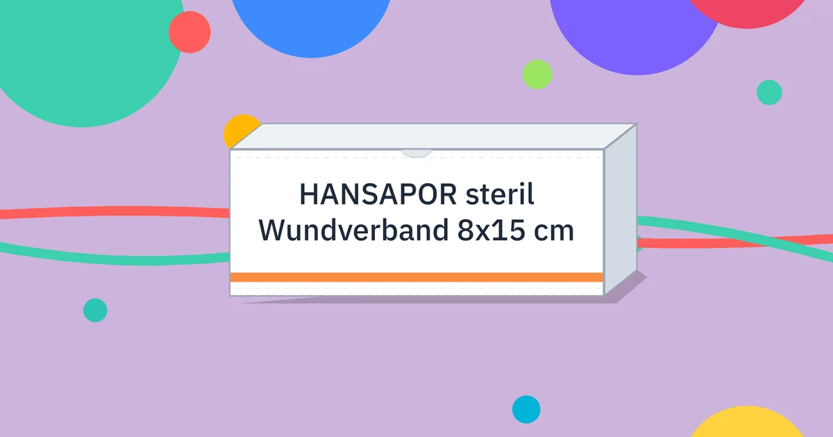 Symbolbild: Packung mit der Aufschrift HANSAPOR steril Wundverband 8x15 cm (PZN 09488629) – Verfügbarkeit und Bezug in Apotheken in Frankfurt am Main