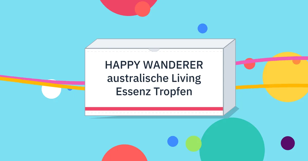 Symbolbild: Packung mit der Aufschrift HAPPY WANDERER australische Living Essenz Tropfen (PZN 05009974) – Verfügbarkeit und Bezug in Apotheken in Frankfurt am Main