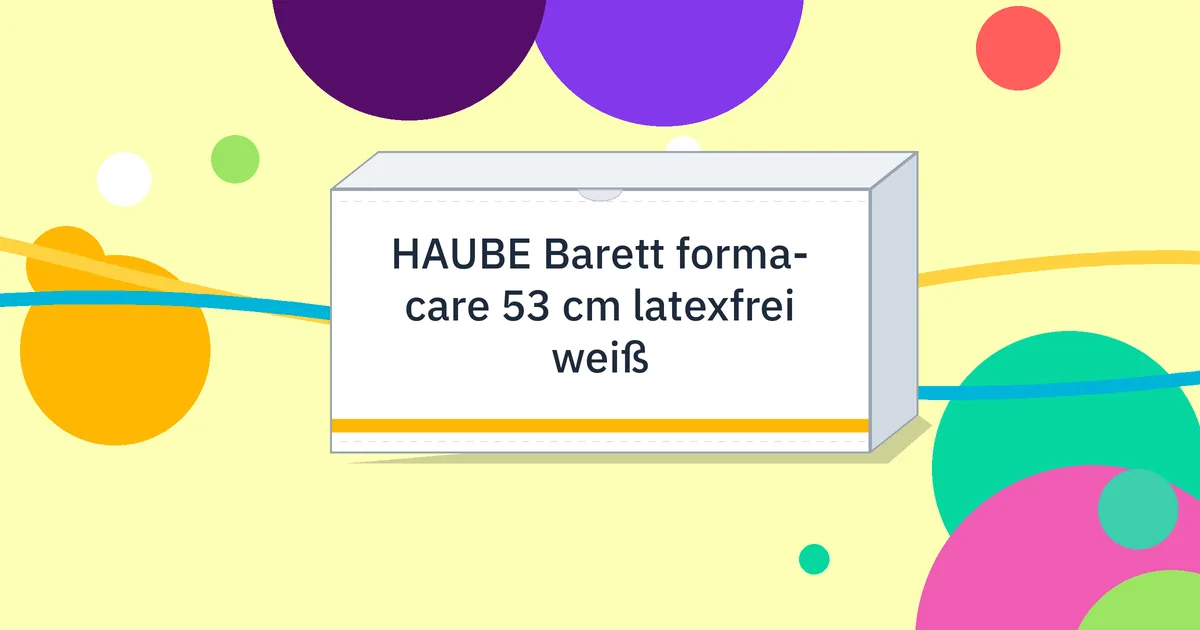 Symbolbild: Packung mit der Aufschrift HAUBE Barett forma-care 53 cm latexfrei weiß (PZN 12373025) – Verfügbarkeit und Bezug in Apotheken in Frankfurt am Main