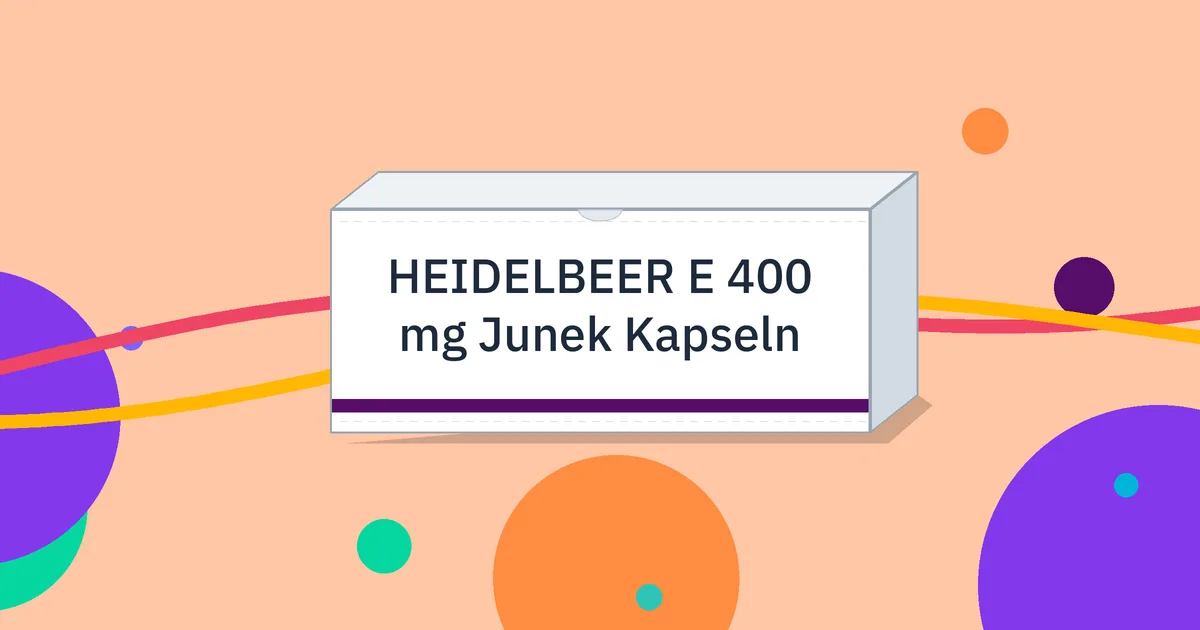Symbolbild: Packung mit der Aufschrift HEIDELBEER E 400 mg Junek Kapseln (PZN 10336445) – Verfügbarkeit und Bezug in Apotheken in Frankfurt am Main