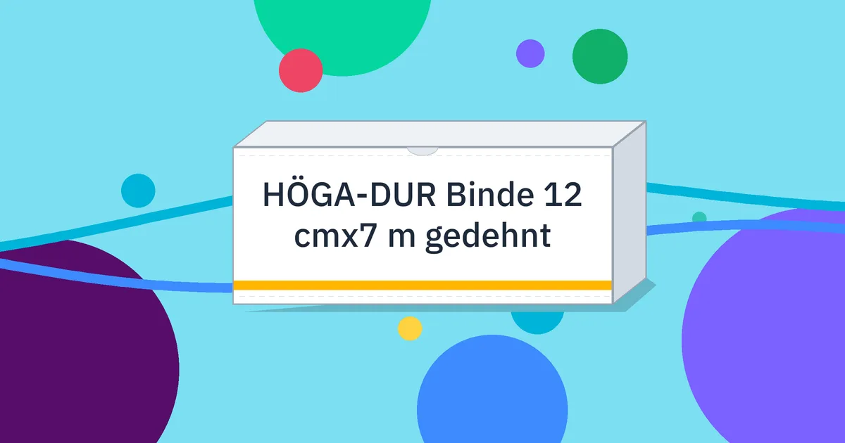 Symbolbild: Packung mit der Aufschrift HÖGA-DUR Binde 12 cmx7 m gedehnt (PZN 04401026) – Verfügbarkeit und Bezug in Apotheken in Frankfurt am Main