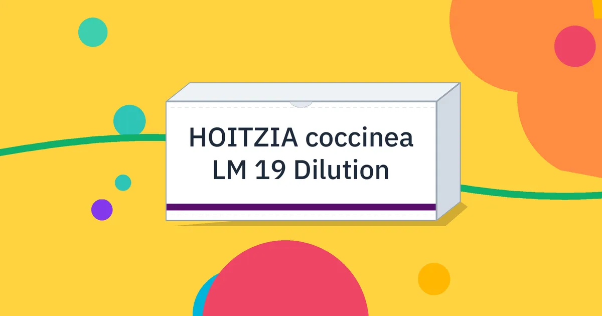 Symbolbild: Packung mit der Aufschrift HOITZIA coccinea LM 19 Dilution (PZN 13554504) – Verfügbarkeit und Bezug in Apotheken in Frankfurt am Main