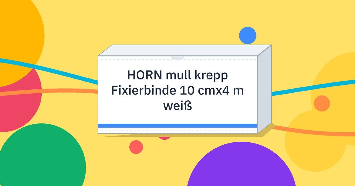 Symbolbild: Packung mit der Aufschrift HORN mull krepp Fixierbinde 10 cmx4 m weiß (PZN 04658593) – Verfügbarkeit und Bezug in Apotheken in Frankfurt am Main