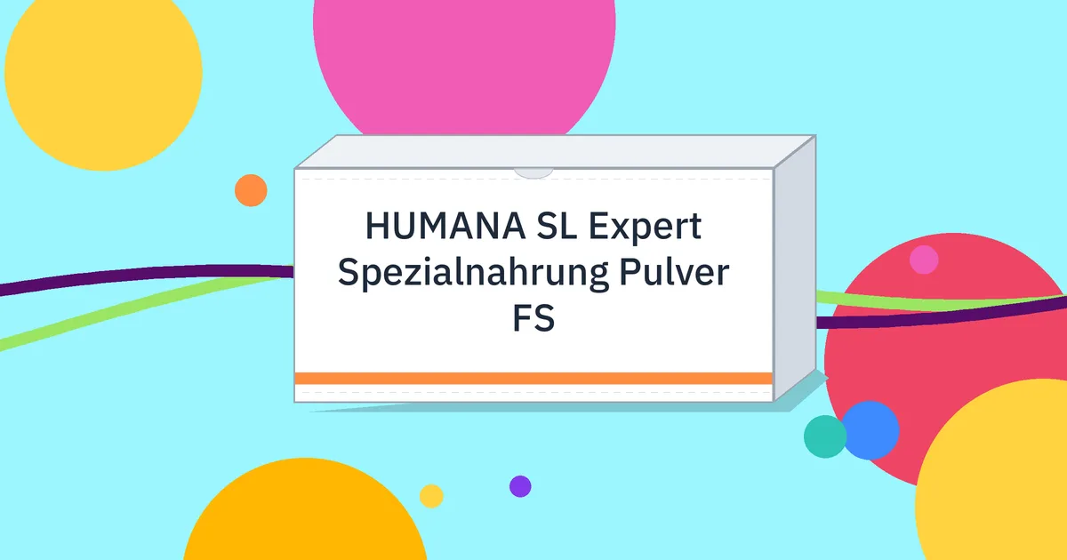 Symbolbild: Packung mit der Aufschrift HUMANA SL Expert Spezialnahrung Pulver FS (PZN 18752628) – Verfügbarkeit und Bezug in Apotheken in Frankfurt am Main