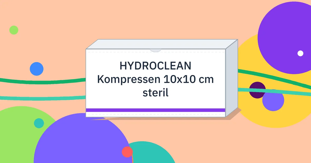 Symbolbild: Packung mit der Aufschrift HYDROCLEAN Kompressen 10x10 cm steril (PZN 15782362) – Verfügbarkeit und Bezug in Apotheken in Frankfurt am Main