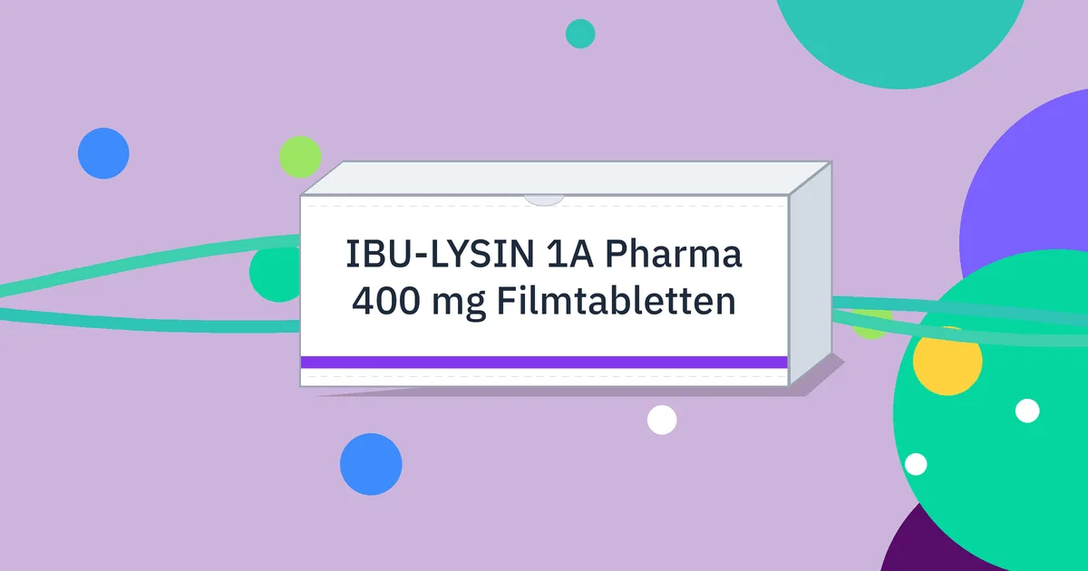 Symbolbild: Packung mit der Aufschrift IBU-LYSIN 1A Pharma 400 mg Filmtabletten (PZN 15743764) – Verfügbarkeit und Bezug in Apotheken in Frankfurt am Main