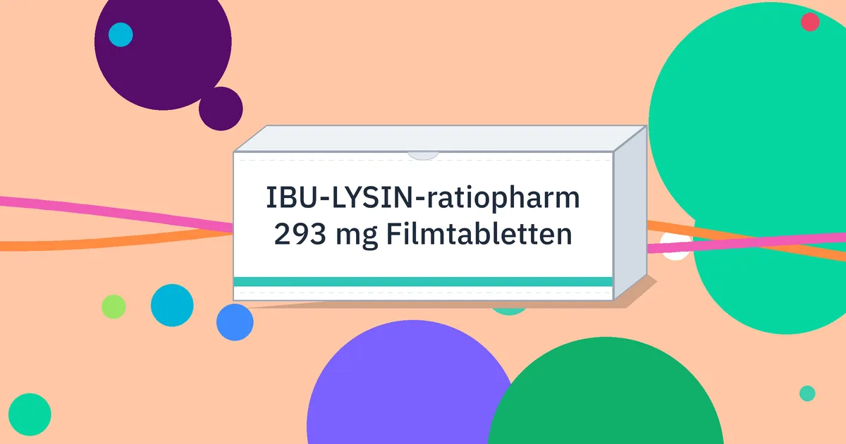 Symbolbild: Packung mit der Aufschrift IBU-LYSIN-ratiopharm 293 mg Filmtabletten (PZN 16204710) – Verfügbarkeit und Bezug in Apotheken in Frankfurt am Main