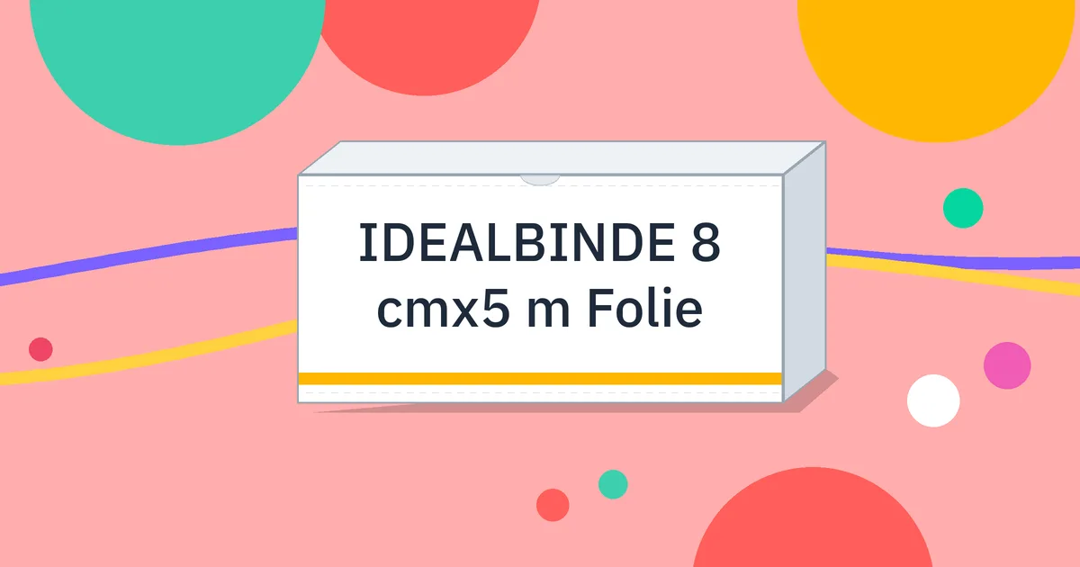 Symbolbild: Packung mit der Aufschrift IDEALBINDE 8 cmx5 m Folie (PZN 18302931) – Verfügbarkeit und Bezug in Apotheken in Frankfurt am Main