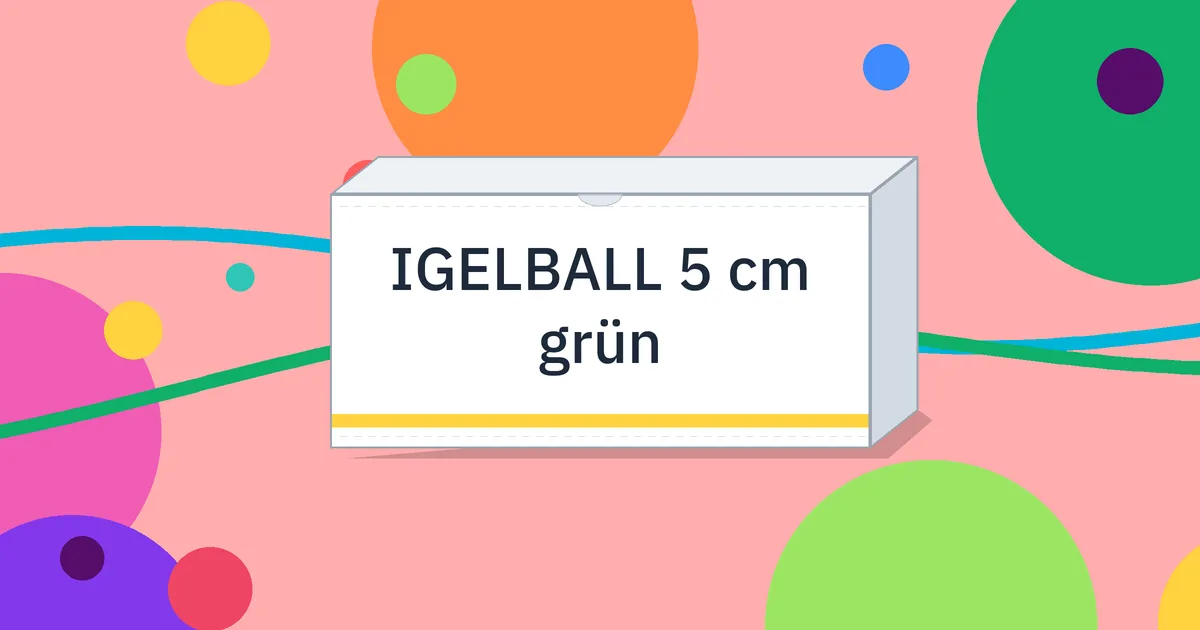 Symbolbild: Packung mit der Aufschrift IGELBALL 5 cm grün (PZN 18039681) – Verfügbarkeit und Bezug in Apotheken in Frankfurt am Main
