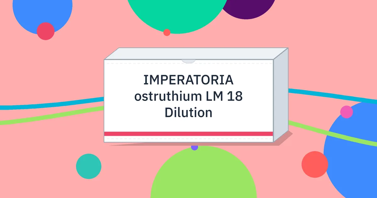 Symbolbild: Packung mit der Aufschrift IMPERATORIA ostruthium LM 18 Dilution (PZN 13559134) – Verfügbarkeit und Bezug in Apotheken in Frankfurt am Main