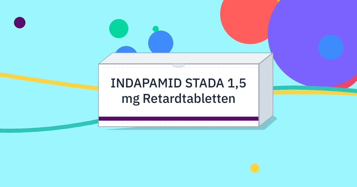 Symbolbild: Packung mit der Aufschrift INDAPAMID STADA 1,5 mg Retardtabletten (PZN 18214664) – Verfügbarkeit und Bezug in Apotheken in Frankfurt am Main
