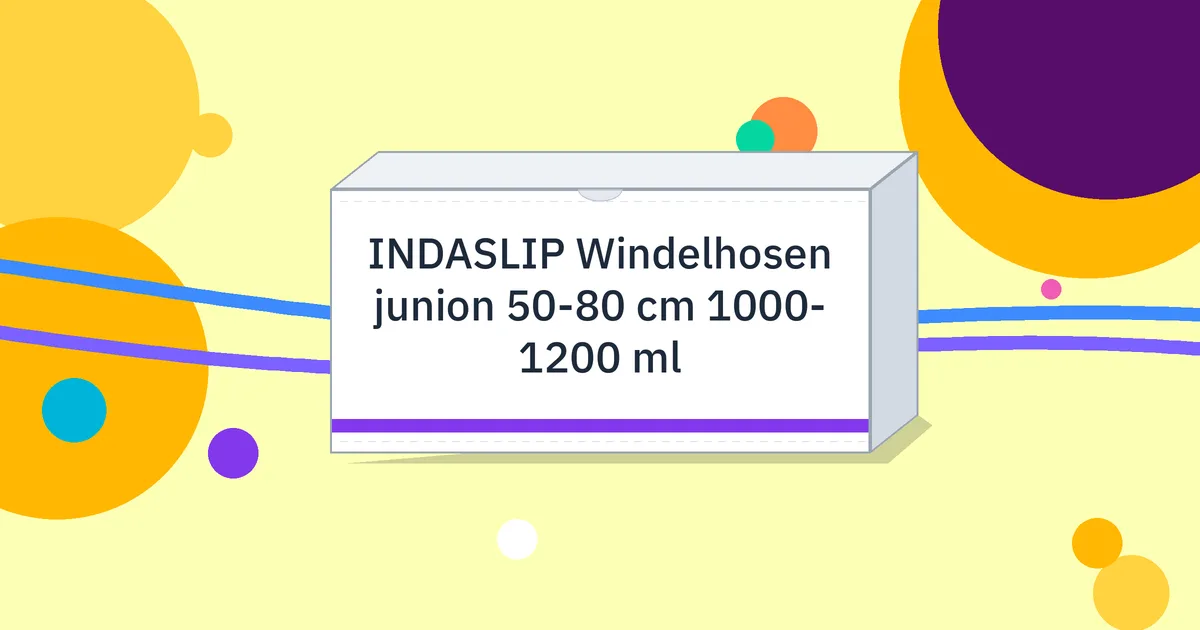 Symbolbild: Packung mit der Aufschrift INDASLIP Windelhosen junion 50-80 cm 1000-1200 ml (PZN 09922468) – Verfügbarkeit und Bezug in Apotheken in Frankfurt am Main