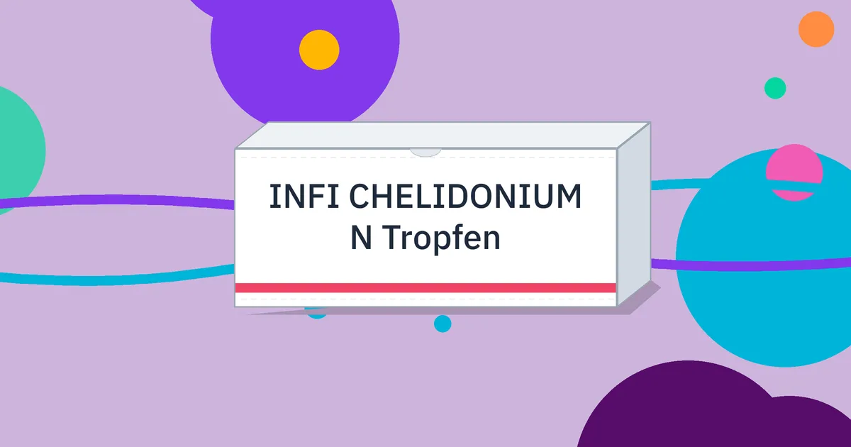 Symbolbild: Packung mit der Aufschrift INFI CHELIDONIUM N Tropfen (PZN 02452798) – Verfügbarkeit und Bezug in Apotheken in Frankfurt am Main