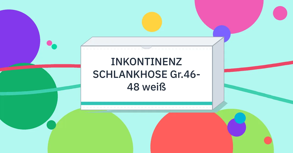 Symbolbild: Packung mit der Aufschrift INKONTINENZ SCHLANKHOSE Gr.46-48 weiß (PZN 04617720) – Verfügbarkeit und Bezug in Apotheken in Frankfurt am Main