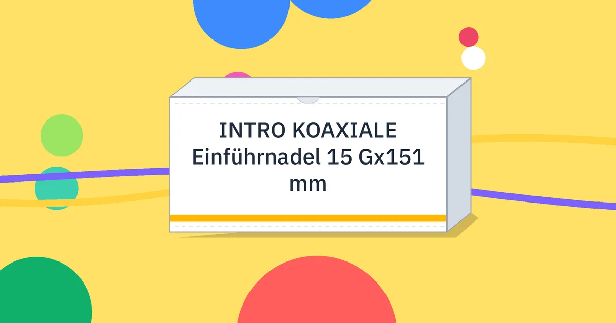Symbolbild: Packung mit der Aufschrift INTRO KOAXIALE Einführnadel 15 Gx151 mm (PZN 19737111) – Verfügbarkeit und Bezug in Apotheken in Frankfurt am Main