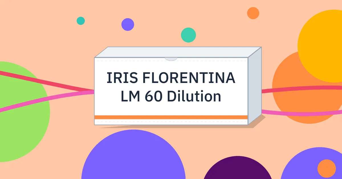 Symbolbild: Packung mit der Aufschrift IRIS FLORENTINA LM 60 Dilution (PZN 13561177) – Verfügbarkeit und Bezug in Apotheken in Frankfurt am Main