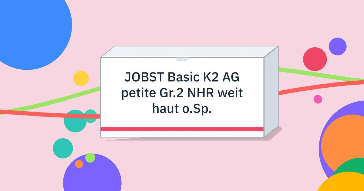 Symbolbild: Packung mit der Aufschrift JOBST Basic K2 AG petite Gr.2 NHR weit haut o.Sp. (PZN 11249441) – Verfügbarkeit und Bezug in Apotheken in Frankfurt am Main
