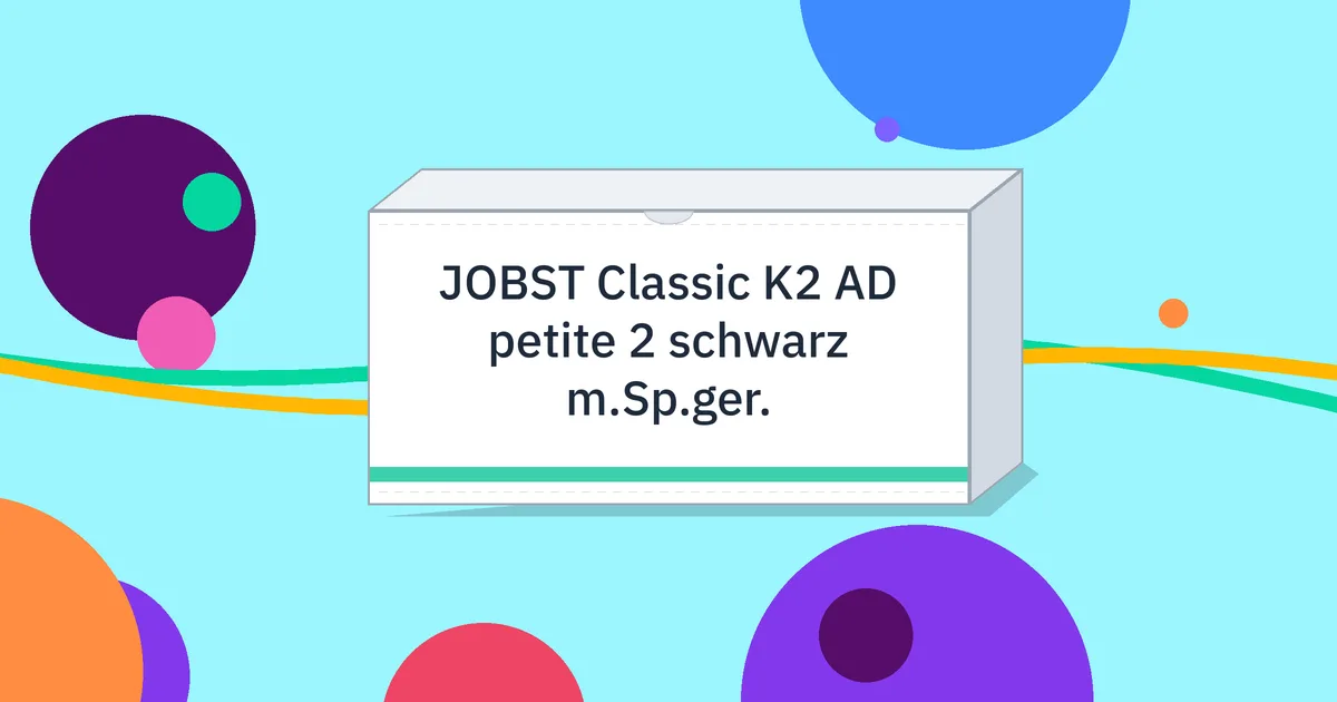 Symbolbild: Packung mit der Aufschrift JOBST Classic K2 AD petite 2 schwarz m.Sp.ger. (PZN 10726502) – Verfügbarkeit und Bezug in Apotheken in Frankfurt am Main