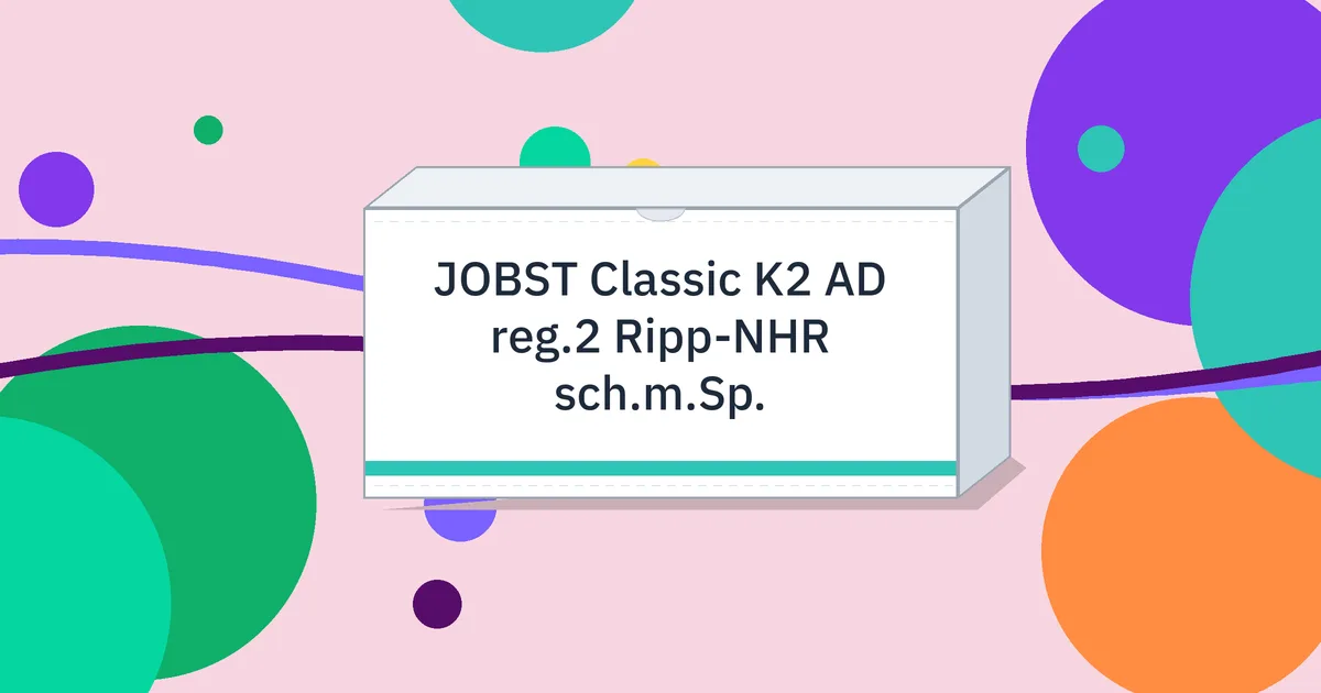 Symbolbild: Packung mit der Aufschrift JOBST Classic K2 AD reg.2 Ripp-NHR sch.m.Sp. (PZN 13061799) – Verfügbarkeit und Bezug in Apotheken in Frankfurt am Main