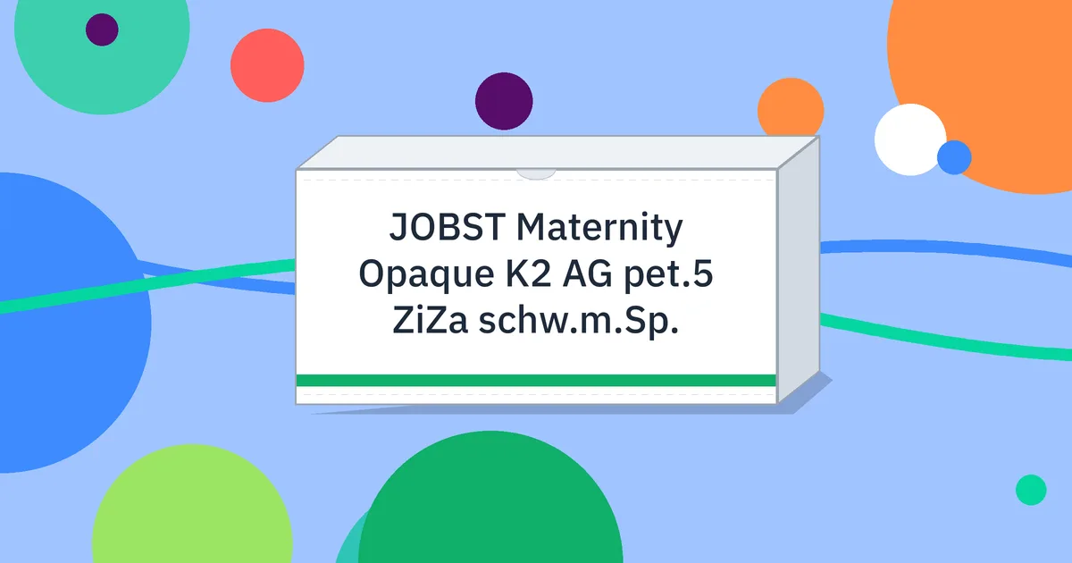 Symbolbild: Packung mit der Aufschrift JOBST Maternity Opaque K2 AG pet.5 ZiZa schw.m.Sp. (PZN 15853808) – Verfügbarkeit und Bezug in Apotheken in Frankfurt am Main