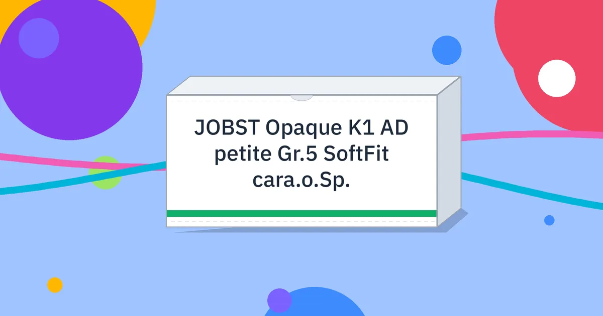 Symbolbild: Packung mit der Aufschrift JOBST Opaque K1 AD petite Gr.5 SoftFit cara.o.Sp. (PZN 13080466) – Verfügbarkeit und Bezug in Apotheken in Frankfurt am Main