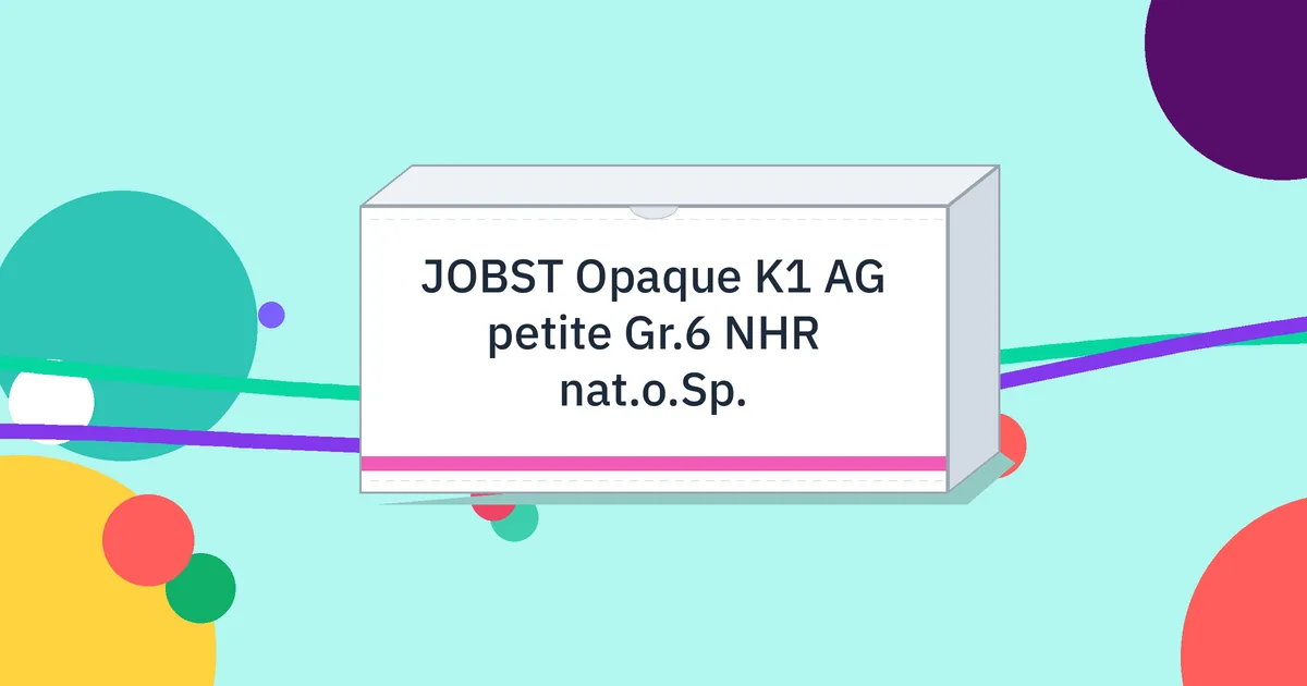 Symbolbild: Packung mit der Aufschrift JOBST Opaque K1 AG petite Gr.6 NHR nat.o.Sp. (PZN 13088249) – Verfügbarkeit und Bezug in Apotheken in Frankfurt am Main