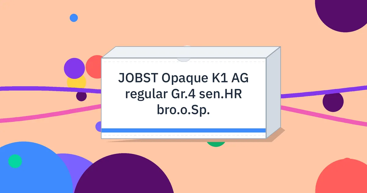 Symbolbild: Packung mit der Aufschrift JOBST Opaque K1 AG regular Gr.4 sen.HR bro.o.Sp. (PZN 13095870) – Verfügbarkeit und Bezug in Apotheken in Frankfurt am Main