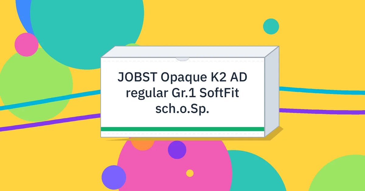 Symbolbild: Packung mit der Aufschrift JOBST Opaque K2 AD regular Gr.1 SoftFit sch.o.Sp. (PZN 11249866) – Verfügbarkeit und Bezug in Apotheken in Frankfurt am Main